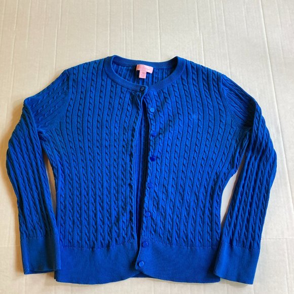 Lilly Pulitzer | Sweaters | Lilly Pulitzer Blue Cable Knit Cardigan ...